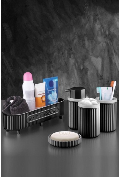 Sas Banyo Takımı Diş Fırçalık Sıvı Sabunluk Katı Sabunluk Pamukluk 5 Li Set Siyah 3386 Sas Banyo Takımı Diş Fırçalık Sıvı Sabunluk Katı Sabunluk Pamukluk 5 Li Set Siyah 3386