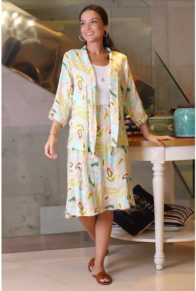 Nazen Giyim Zigzag Desenli Kadın Etek 27079-2Y2 Nazen Giyim Zigzag Desenli Kadın Etek 27079-2Y2