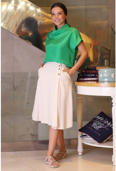 Nazen Giyim Düğme Detaylı Kadın Etek 22-3775-2Y2 Nazen Giyim Düğme Detaylı Kadın Etek 22-3775-2Y2