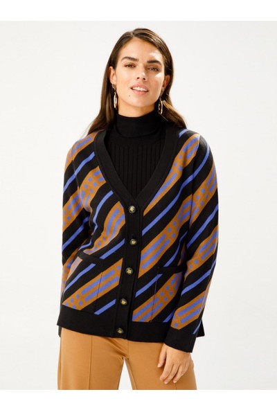 Nazen Giyim Çizgili Kadın Hırka 55919-2K2 Nazen Giyim Çizgili Kadın Hırka 55919-2K2