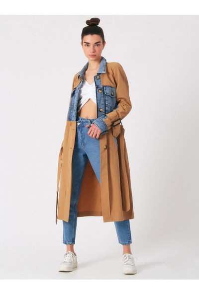 Nazen Giyim Kot Detaylı Kadın Trençkot 87041-2Y1 Nazen Giyim Kot Detaylı Kadın Trençkot 87041-2Y1