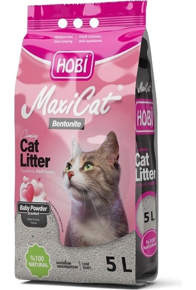 Hobi Maxicat Bebek Pudralı Bentonit Kedi Kumu 5 lt Hobi Maxicat Bebek Pudralı Bentonit Kedi Kumu 5 lt