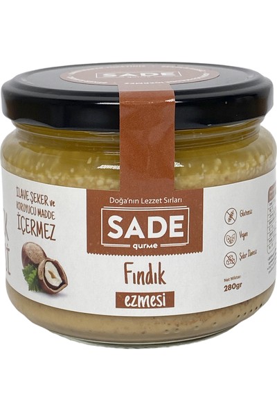 Sade Gurme % 100 Fındık Ezmesi 280 gr Sade Gurme % 100 Fındık Ezmesi 280 gr