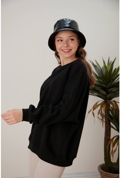 Fiolin Oversize Örme Şardonlu Sweatshirt Fiolin Oversize Örme Şardonlu Sweatshirt