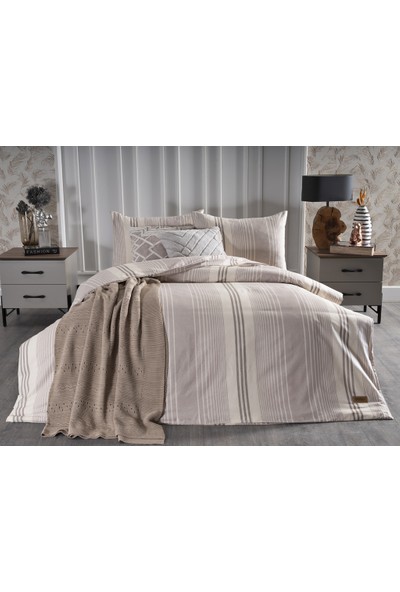 New Linen Çift Kişilik Nevresim Takımı - Vizon New Linen Çift Kişilik Nevresim Takımı - Vizon