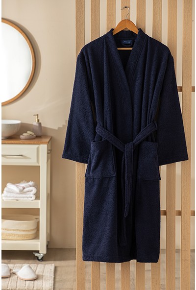 English Home Dia Pamuklu Kimono Bornoz L-Xl Lacivert