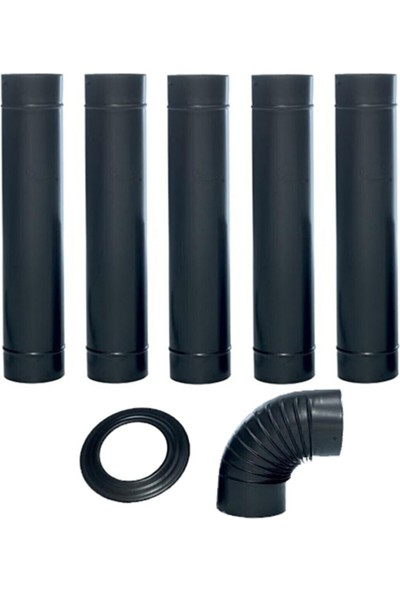 Sabah 0,40 cm Saç Mat Siyah Emaye Soba (13 cm Ø ) Borusu 6 Lı Set (Ayna Hediyeli) Tekarasta Sabah 0,40 cm Saç Mat Siyah Emaye Soba (13 cm Ø ) Borusu 6 Lı Set (Ayna Hediyeli) Tekarasta