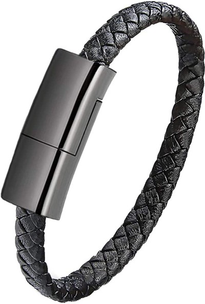 Ukscase USB 2.0 / Lightning Deri Bileklik ve Kısa Şarj Kablosu