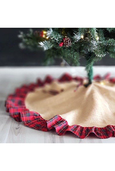 Bimotif Yılbaşı Çam Ağacı Örtüsü Ekose 110 cm