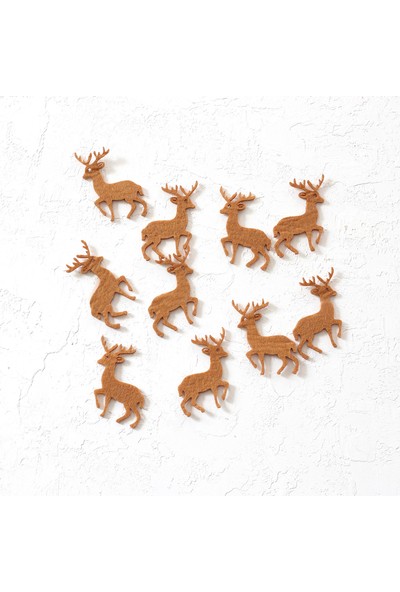 Bimotif Keçe Motif Geyik Sütlü Kahve 10 Adet