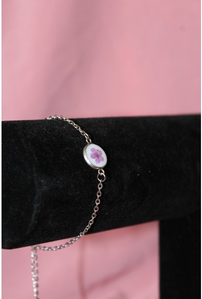 Minimoon Mor Çiçekli Paslanmaz Gümüş Bileklik Minimoon Mor Çiçekli Paslanmaz Gümüş Bileklik