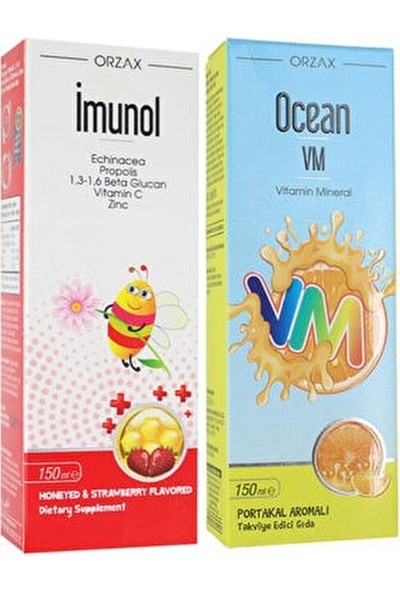 Orzax Ocean Imunol 150 ml Şurup + Ocean Vm 150 ml Şurup Orzax Ocean Imunol 150 ml Şurup + Ocean Vm 150 ml Şurup