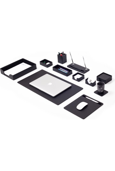 Turgut Office Roma Deri Sümen Takımı Siyah 11 Parça Turgut Office Roma Deri Sümen Takımı Siyah 11 Parça