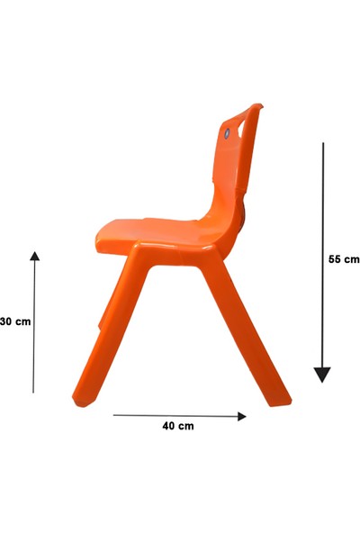 Temel 1.kalite Kırılmaz Çocuk Sandalyesi – Kreş ve Anaokulu Sandalyesi Turuncu 10 Adet