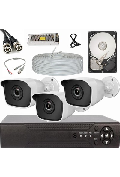 3 Kameralı Full Hd Güvenlik Seti 5.0 Megapixsel Lens 1080P HDD 3 Kameralı Full Hd Güvenlik Seti 5.0 Megapixsel Lens 1080P HDD