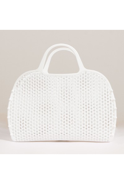 Demonte Plastik Plaj Çantası Beyaz