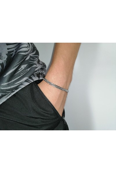 Turkuaz Çelik Zincir Bileklik Erkek