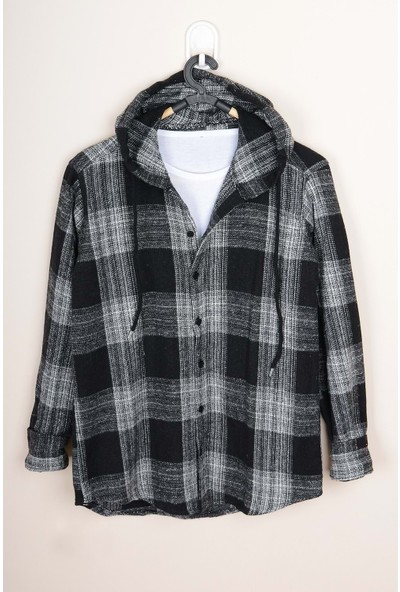 Erkek Normal Kalıp Kapüşonlu Oduncu Gömlek Gri Odn1 Erkek Normal Kalıp Kapüşonlu Oduncu Gömlek Gri Odn1