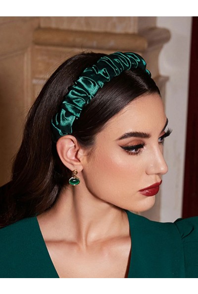 Csr Aksesuar Lüx Ipek Zümrüt Yeşili Saten Taç