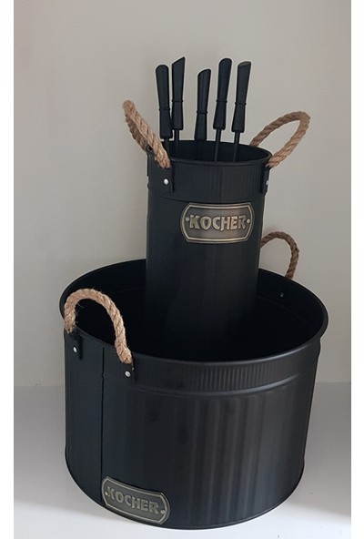 Kocher Şömine Aksesuar Seti Mat Siyah Kocher Şömine Aksesuar Seti Mat Siyah