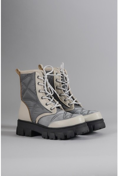 Kadın Gri Prag Fermuarlı Cilt Bot Kadın Gri Prag Fermuarlı Cilt Bot