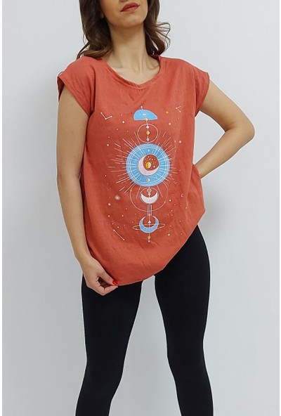 Baskılı Tişört Kiremit