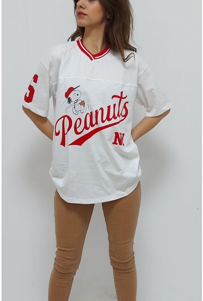 Peanuts Baskılı Tişört Beyaz Peanuts Baskılı Tişört Beyaz