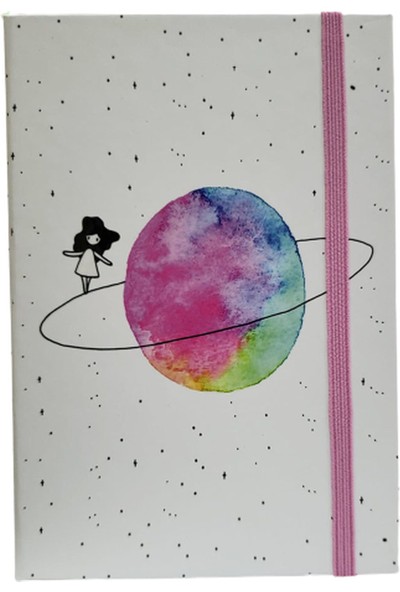 Kobal Defter Satürünlü Kız Tasarımlı Defter