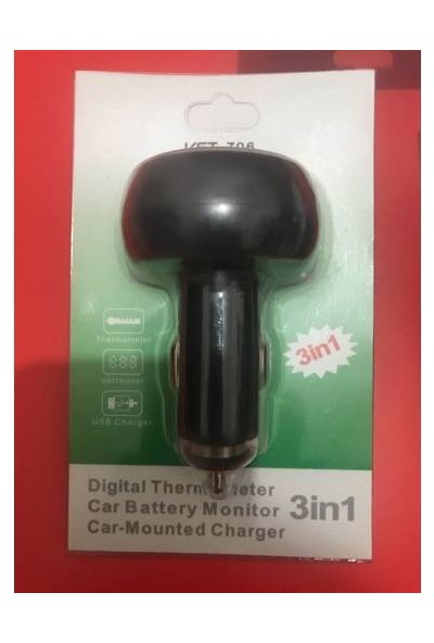 Sa Teknoloji Araç Çakmaklık Voltmetre Termometre