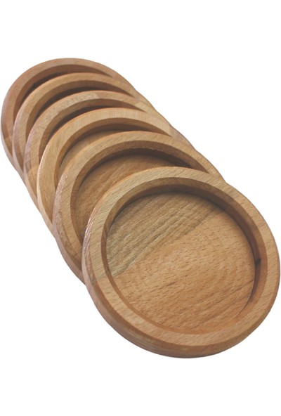 Kalbinden Masif Ahşap Dekoratif Bardak Altlığı 6'lı