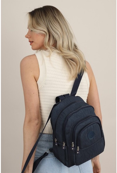 Lemona Unisex Krinkıl Kumaş Çok Bölmeli Okul ve Sırt Çantası