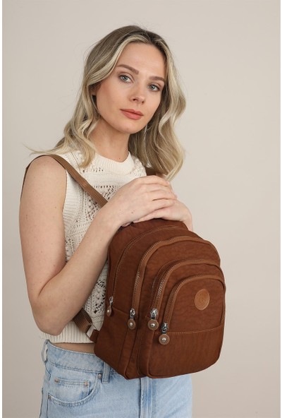 Lemona Unisex Krinkıl Kumaş Çok Bölmeli Okul ve Sırt Çantası