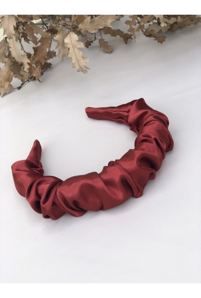 Csr Aksesuar Bordo Kadın Saten Büzgü Taç
