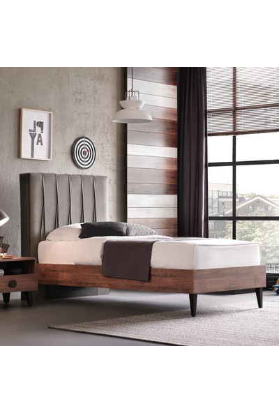 Enza Home Orlando Genç, Başlıklı Karyola - Gri 100X200