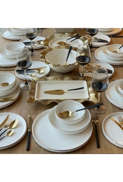 Rossev Yemek Takımı Modern Gold Black 89 Parça 6 Kişilik Rossev Yemek Takımı Modern Gold Black 89 Parça 6 Kişilik