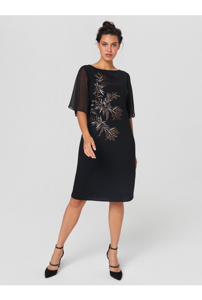 Faik Sönmez Payet Işlemeli Şifon Kollu Abiye Elbise 65108