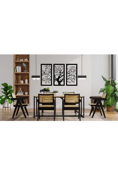 Metal Art Decoration 3'lü Ceviz Ağacı Metal Tablo