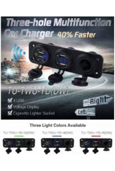 HT Marin Çakmaklık, Çift Usb, Voltmetre Soketi 3lü Set Marin Gps Takipli