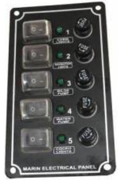 HT Marin Izoleli Elektrik Switch Panelleri (Dikey) 5li Siyah HT Marin Izoleli Elektrik Switch Panelleri (Dikey) 5li Siyah