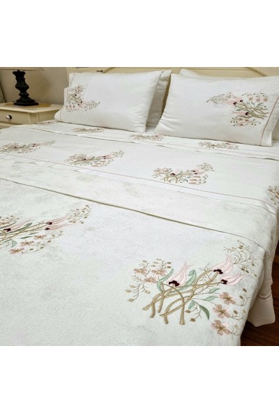 Hane7Türkişi Lale Işlemeli Pike Nevresim Takımı