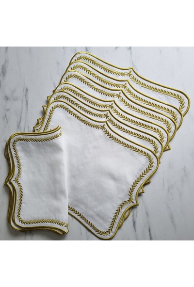 Hane7Hane7 Defne Gold Işlemeli Beyaz Amerikan Servis