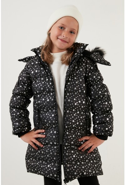 Lela Yakası Suni Kürklü Yıldız Desenli Çıkarılabilir Kapüşonlu Peluş Astarlı Kışlık Mont Kız Çocuk Mont 5760031 Lela Yakası Suni Kürklü Yıldız Desenli Çıkarılabilir Kapüşonlu Peluş Astarlı Kışlık Mont Kız Çocuk Mont 5760031