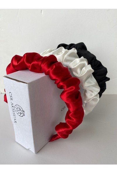 Csr Aksesuar 3lü Büzgülü Saten Taç Seti, Zıtlık Serisi