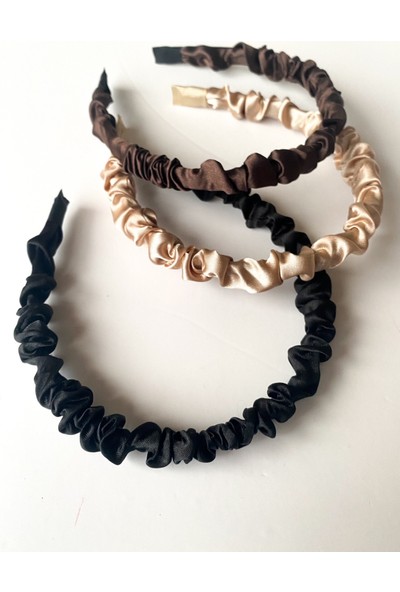 Csr Aksesuar 3lü Nude Saten Taç Seti