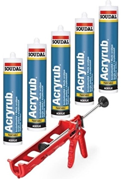 Sağlam Yapı Soudal Acryrub Silikonize Mastik 500 gr Beyaz 4 Adet Silikon Tapancalı Sağlam Yapı Soudal Acryrub Silikonize Mastik 500 gr Beyaz 4 Adet Silikon Tapancalı