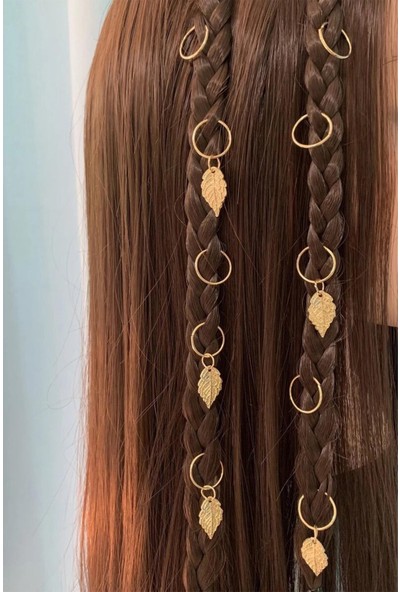Bahels Trend Gold Yaprak Saç Küpe Toka Seti Bahels Trend Gold Yaprak Saç Küpe Toka Seti