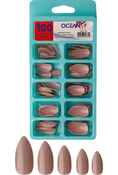 Ocean Takma Tırnak 100'Lü Kutulu Badem Protez Tırnak - 129 Ocean Takma Tırnak 100'Lü Kutulu Badem Protez Tırnak - 129
