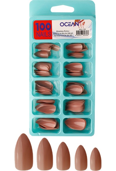 Ocean Takma Tırnak 100'Lü Kutulu Badem Protez Tırnak - 130 Ocean Takma Tırnak 100'Lü Kutulu Badem Protez Tırnak - 130