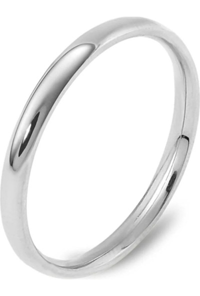 Takı Dükkanı 3mm Ince Bombeli Çelik Alyans Yüzük CL27