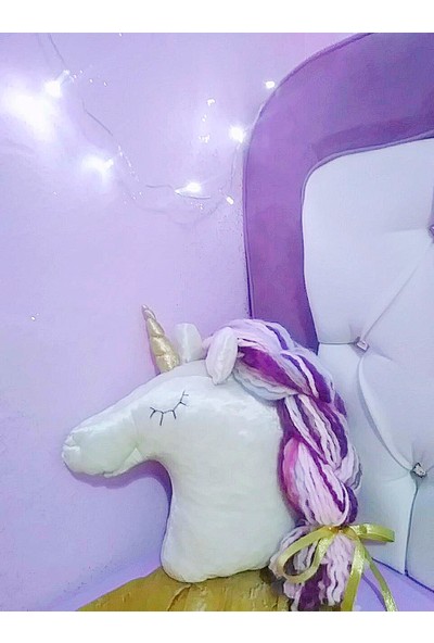 Keçeli Bebek Unicorn Dekoratif Yastık Parlak Kadife Doku Renkli Saç Keçeli Bebek Unicorn Dekoratif Yastık Parlak Kadife Doku Renkli Saç